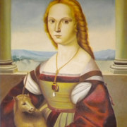 Quadro Signora con Unicorno di Raffaello, falso d'autore 60x50cm ... Quadro Signora con Unicorno di Raffaello, falso d'autore 60x50cm ...